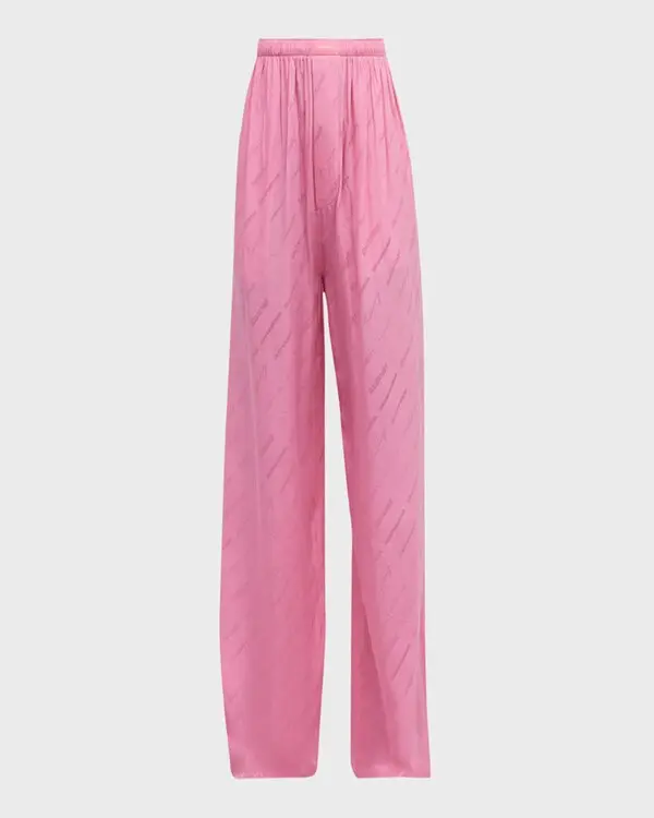Balenciaga Logo Print Pajama Pants - 5630 Pink | Editorialist
